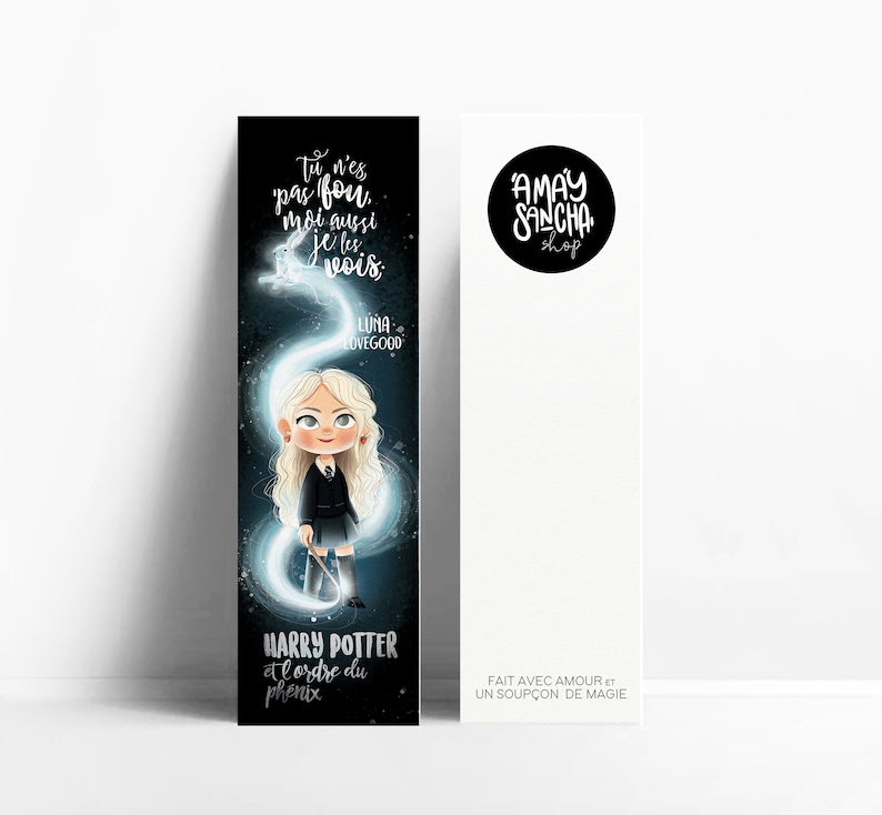 Bookmark of Luna Lovegood and Her Patronus in Black Made in - Etsy ...