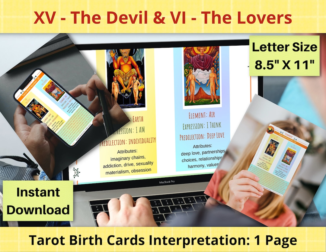 Tarot Birth Number 15 Explained the Devil & the Lovers Free Gift Learn ...