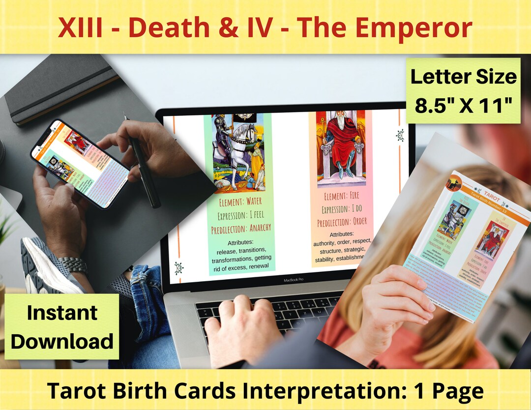Tarot Birth Number 13 Death and the Emperor Tarot Birth - Etsy