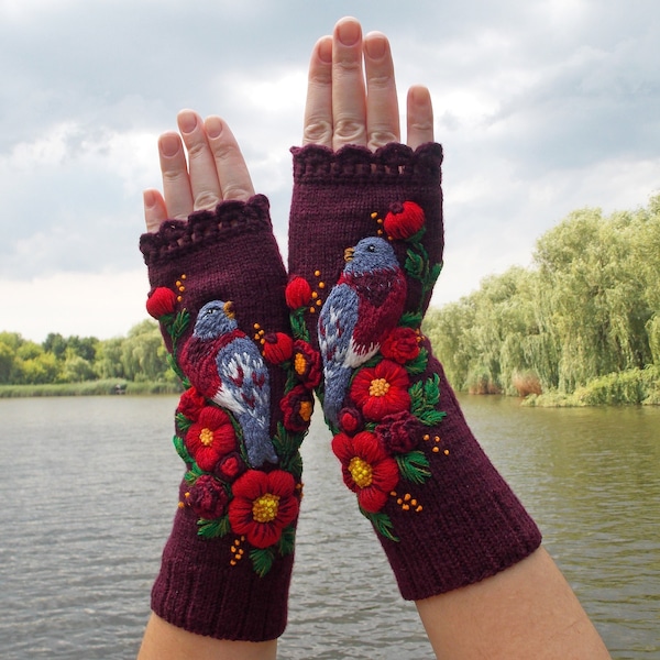Embroidered Gloves - Etsy
