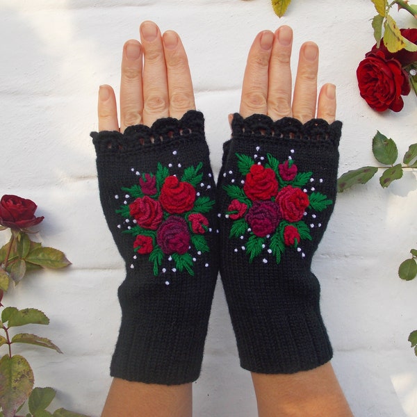 Embroidered Gloves - Etsy