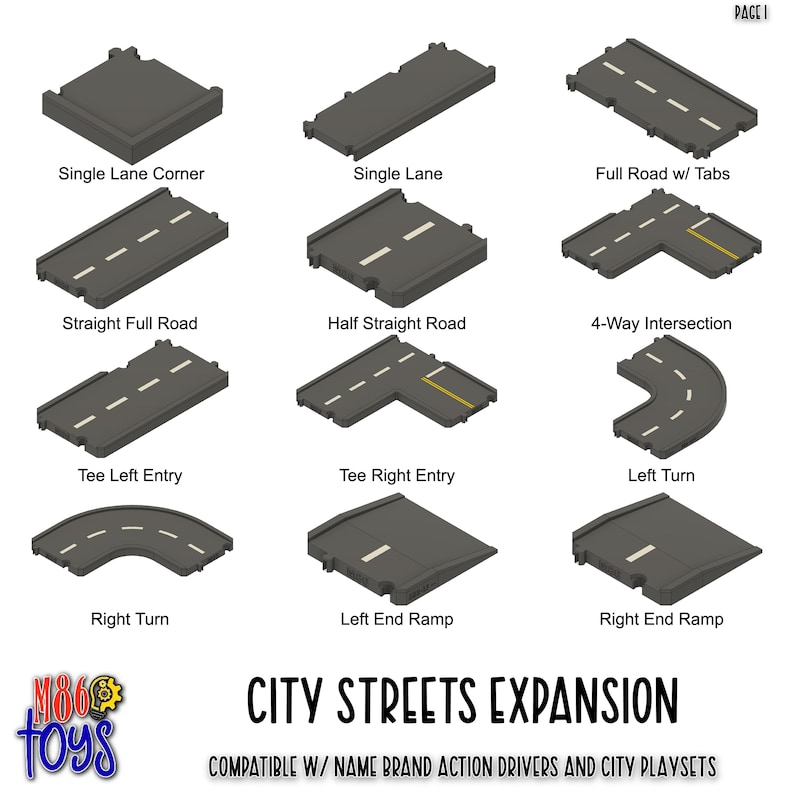 City Streets Expansion Road Tiles – Matchbox Action Drivers & HW City ...