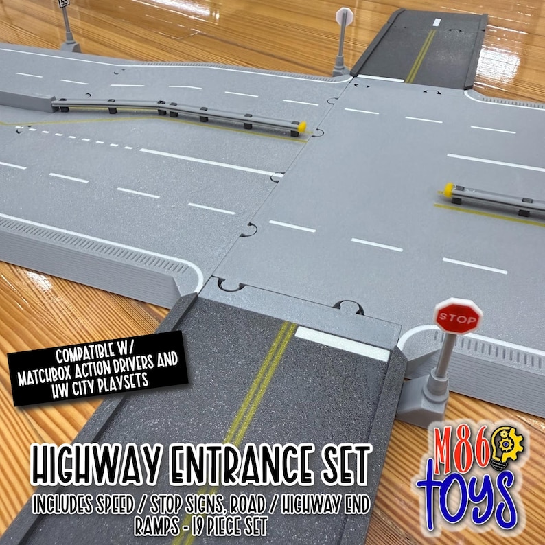Toy Highway Entrance Road Set – City Expansion, Action Drivers ...