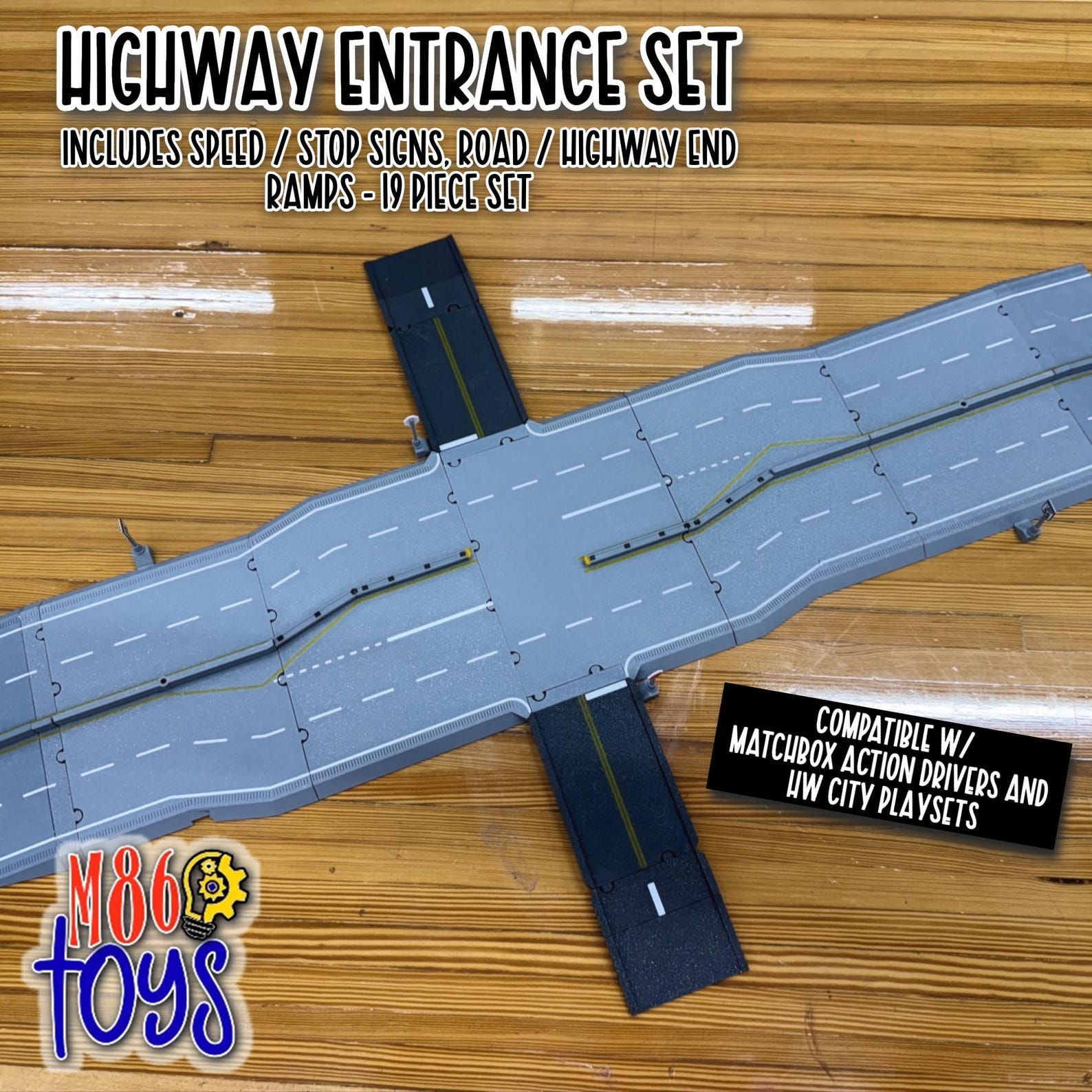 Toy Highway Entrance Road Set – City Expansion, Action Drivers ...