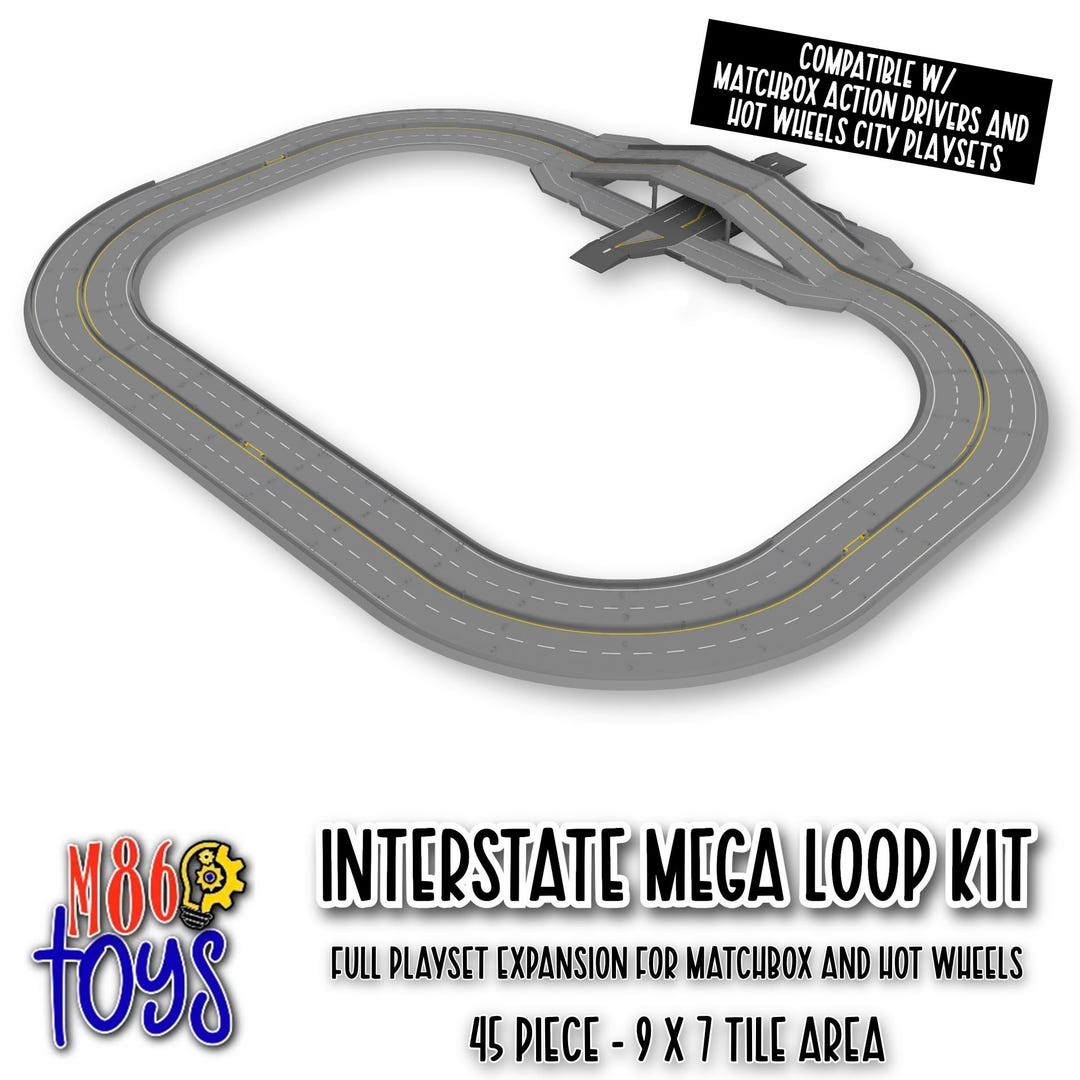Interstate Mega Loop Kit Full Playset Expansion for Matchbox & Hot ...