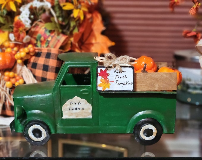 Green Fall Farm Truck With Pumpkins - Etsy