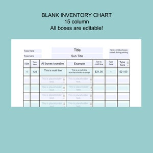 Editable Blank Inventory Chart: Printable Inventory Tracker (PDF) - Etsy