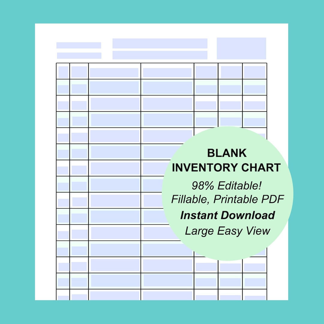 Editable Blank Inventory Chart: Printable Inventory Tracker (PDF) - Etsy