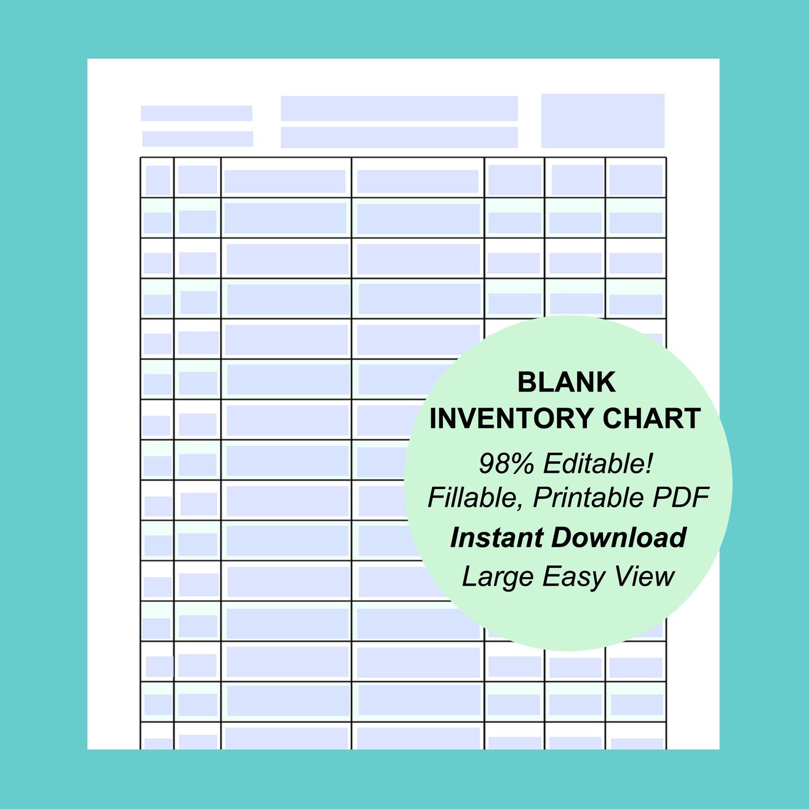 Editable Blank Inventory Chart: Printable Inventory Tracker (PDF) - Etsy