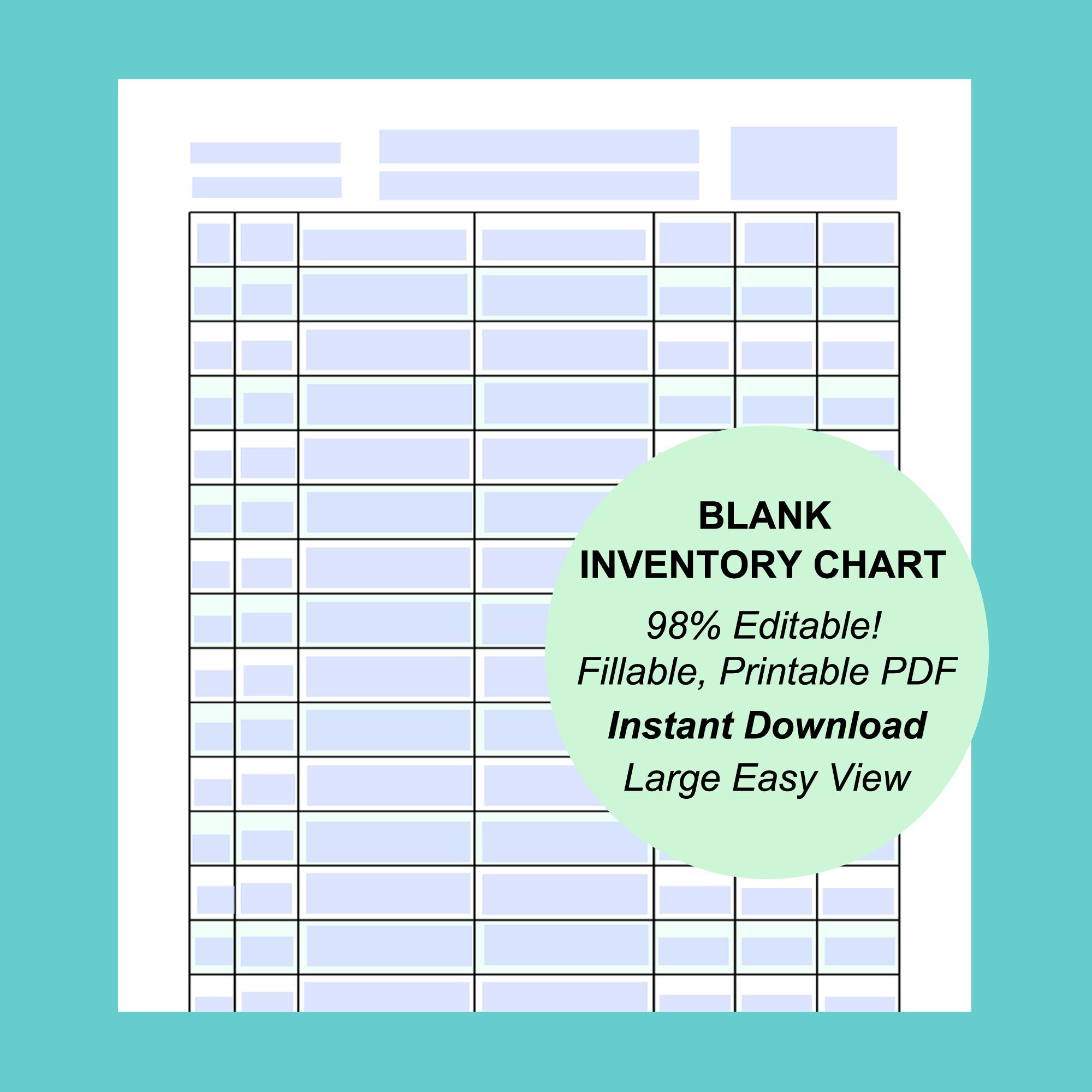 BLANK INVENTORY TEMPLATE, Editable Inventory Log, Instant Download ...