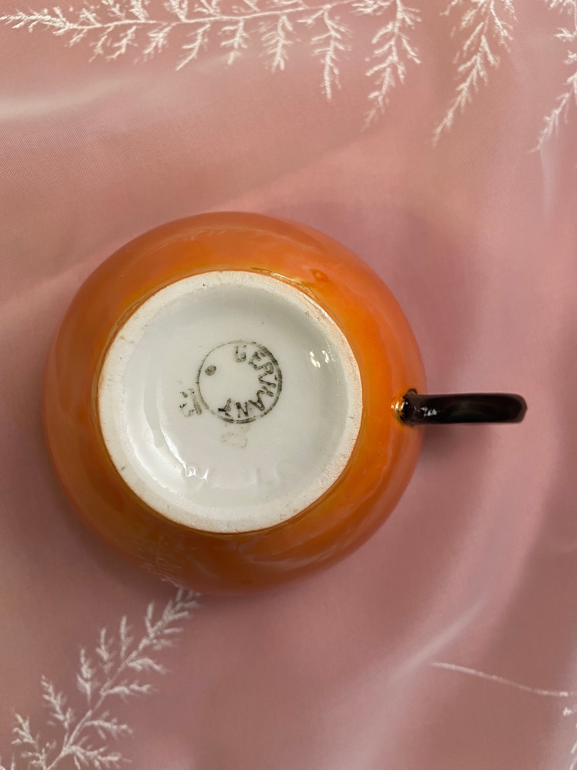 Vintage German Lusterware Orange Teacup and English Tuscan | Etsy