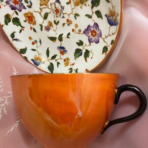 Vintage German Lusterware Orange Teacup and English Tuscan - Etsy
