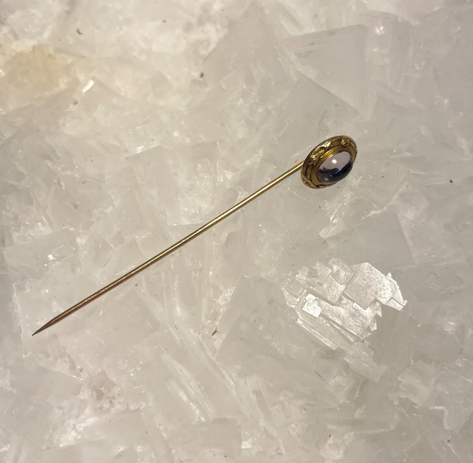 Victorian 14 K Welsh Gold Stickpin, With a Beautiful Cabochon, Bezel ...