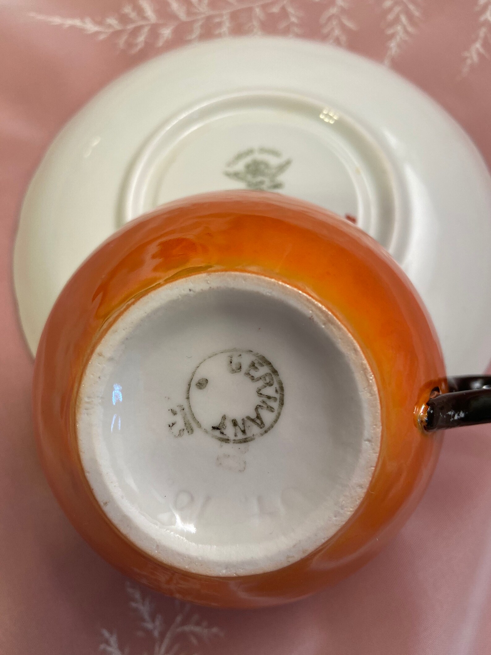 Vintage German Lusterware Orange Teacup and English Tuscan - Etsy