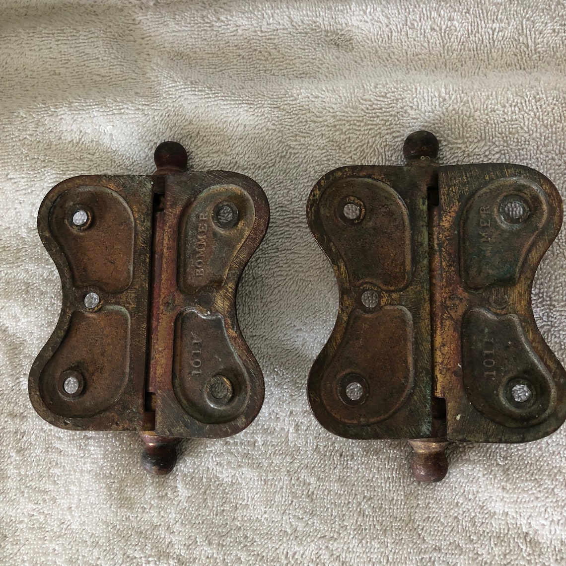 Antique Pair of 1011 Bommer Butterfly Shaped Heavy Duty Brass Spring ...