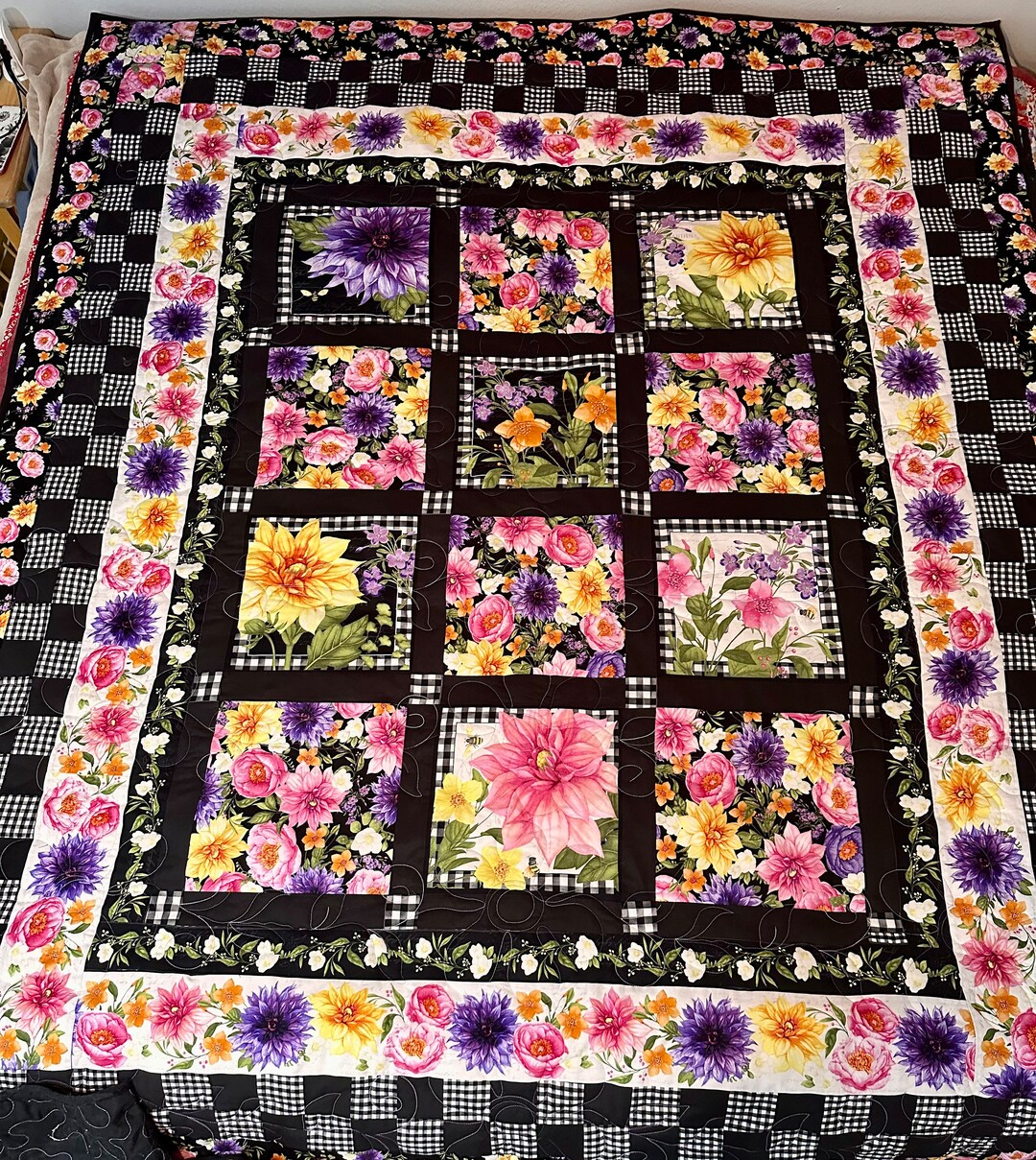 Beautiful Blooms Flower Queen Size Quilt - Etsy