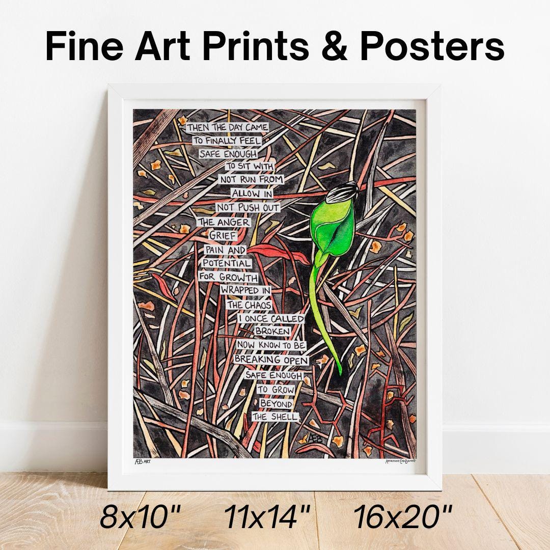 Safe Enough Hand-painted Frameable Watercolor Art and Original Poem ...