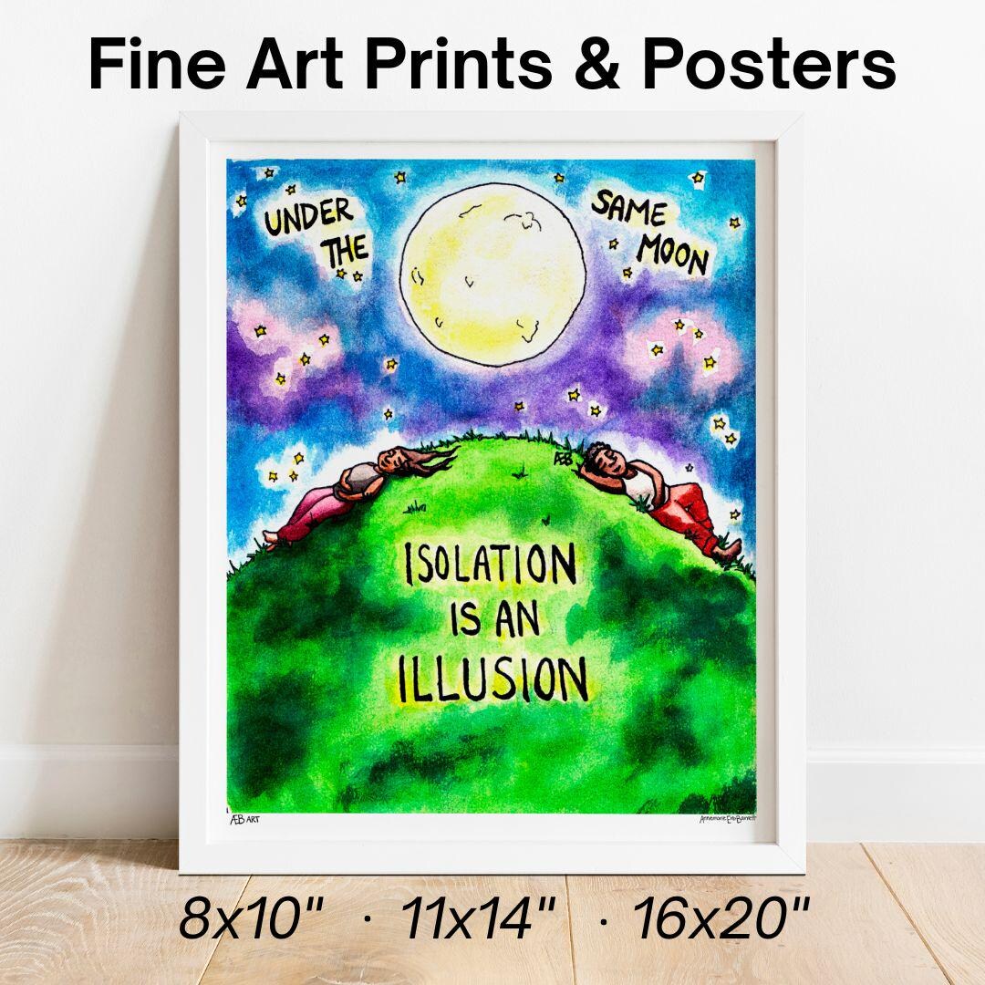 Isolation is an Illusion Hand-painted Frameable Watercolor Art - Giclée ...