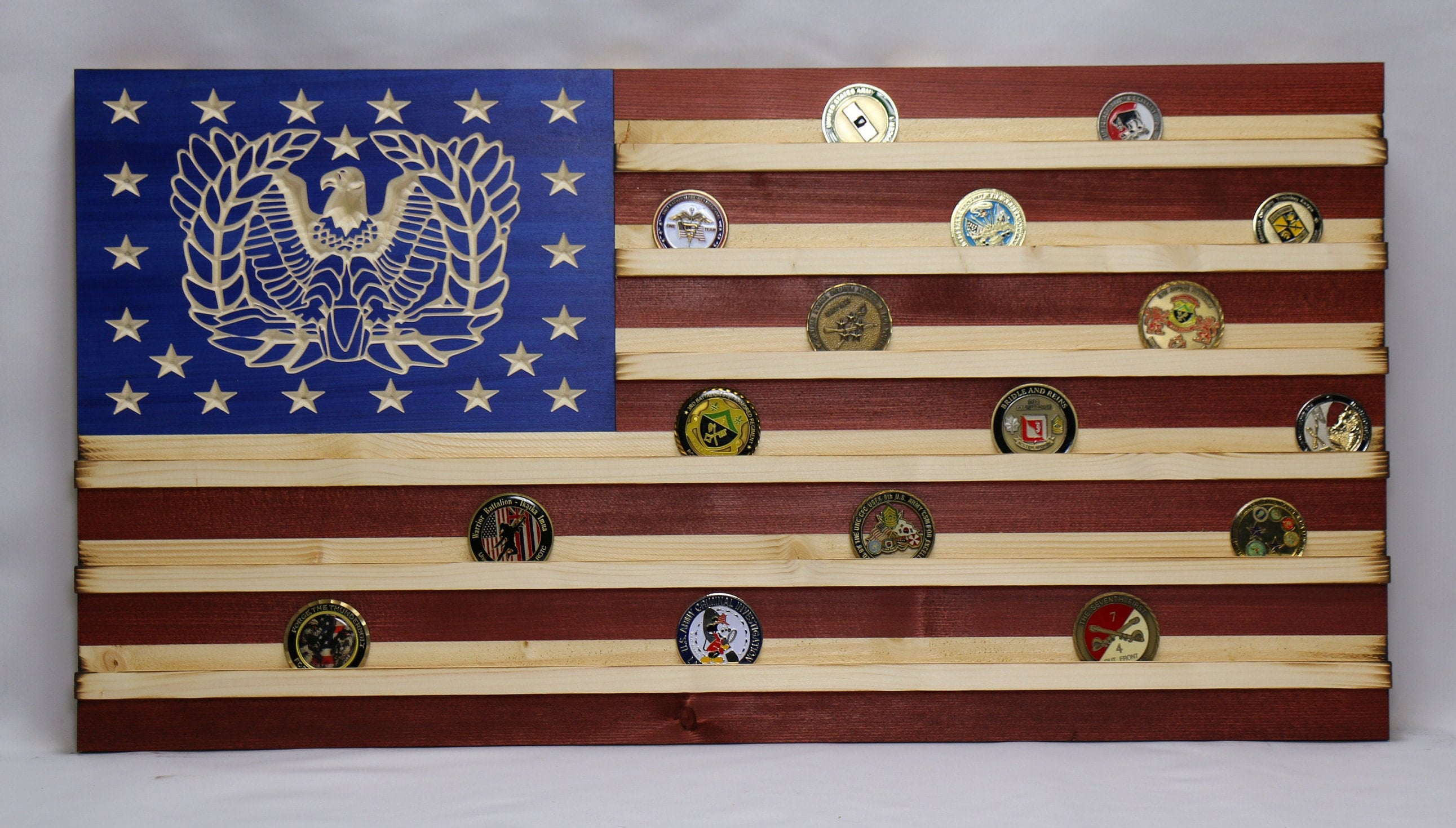 Military Challenge Coin Display Rack US Wood Flag With Warrant - Etsy