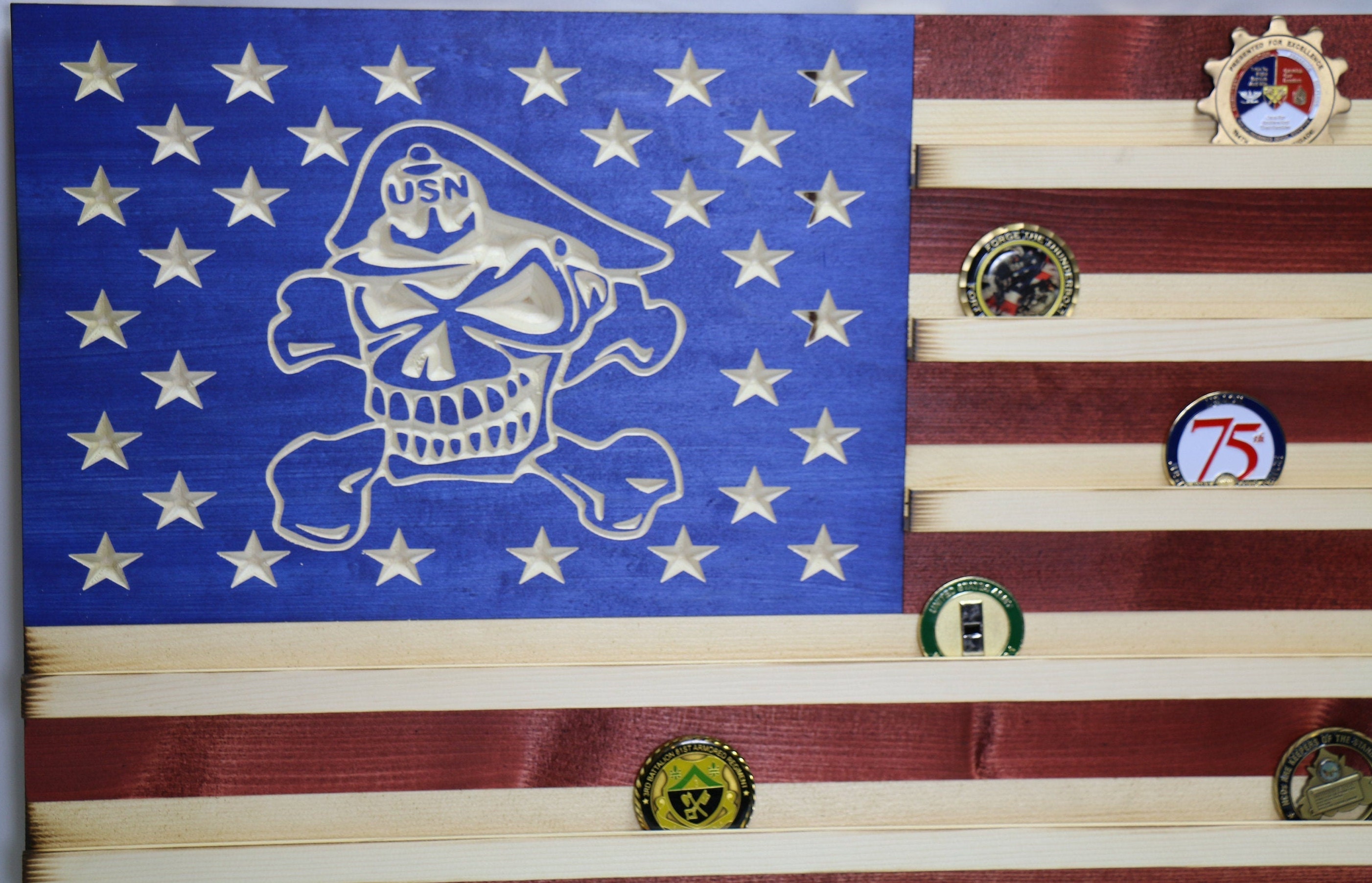 Military Challenge Coin Display Rack US Wood Flag for Navy - Etsy