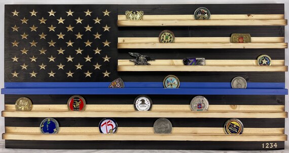 Black and White Thin Blue Line Military Challenge Coin | Etsy