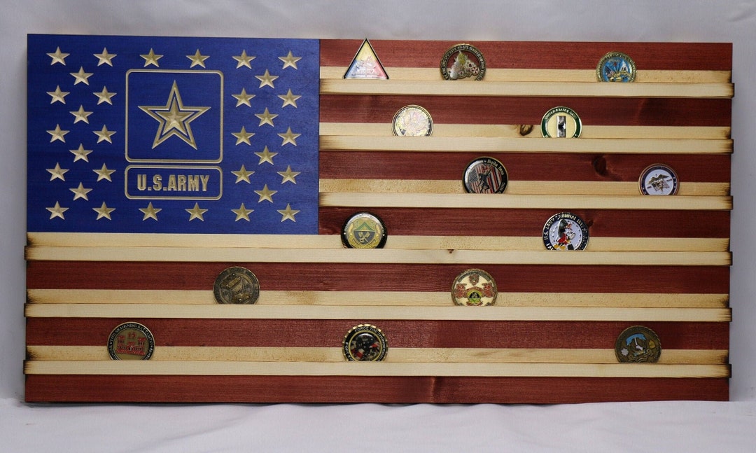 Military Challenge Coin Display Rack US Wood Flag for ARMY - Etsy