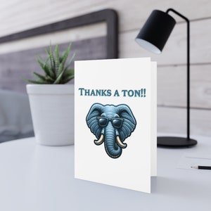 Thanks a Ton Thank You/gratitude Greeting Cards Cool Elephant With ...