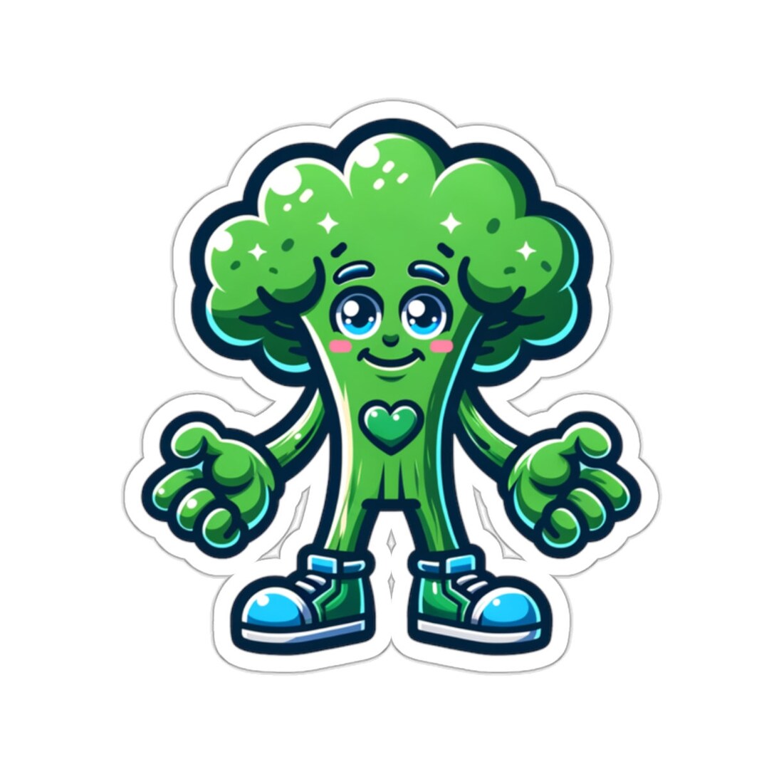Adorable Broccoli Man Kid-friendly Kiss-cut Stickers - Etsy