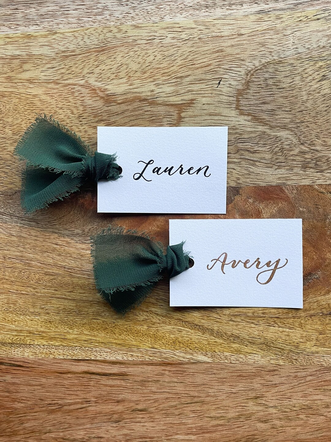 Handmade Paper Place Cards With Ribbon Hand Written - Etsy