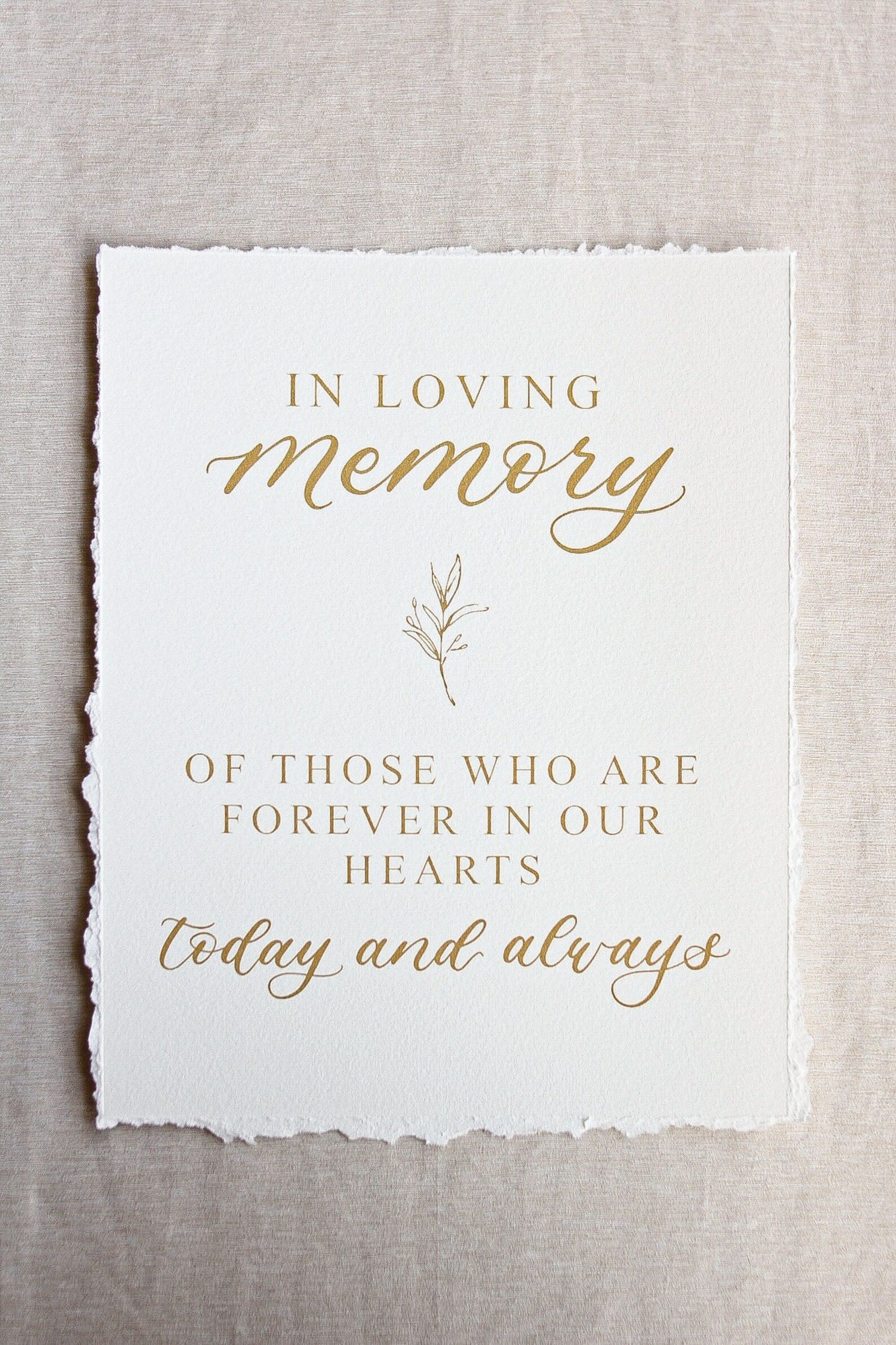 Deckled Edge Memory Table Wedding Sign, in Loving Memory Wedding Sign ...