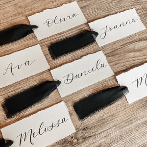Deckle Edge Calligraphy Name Tags, Bride and Groom Hangers, Hanger for ...