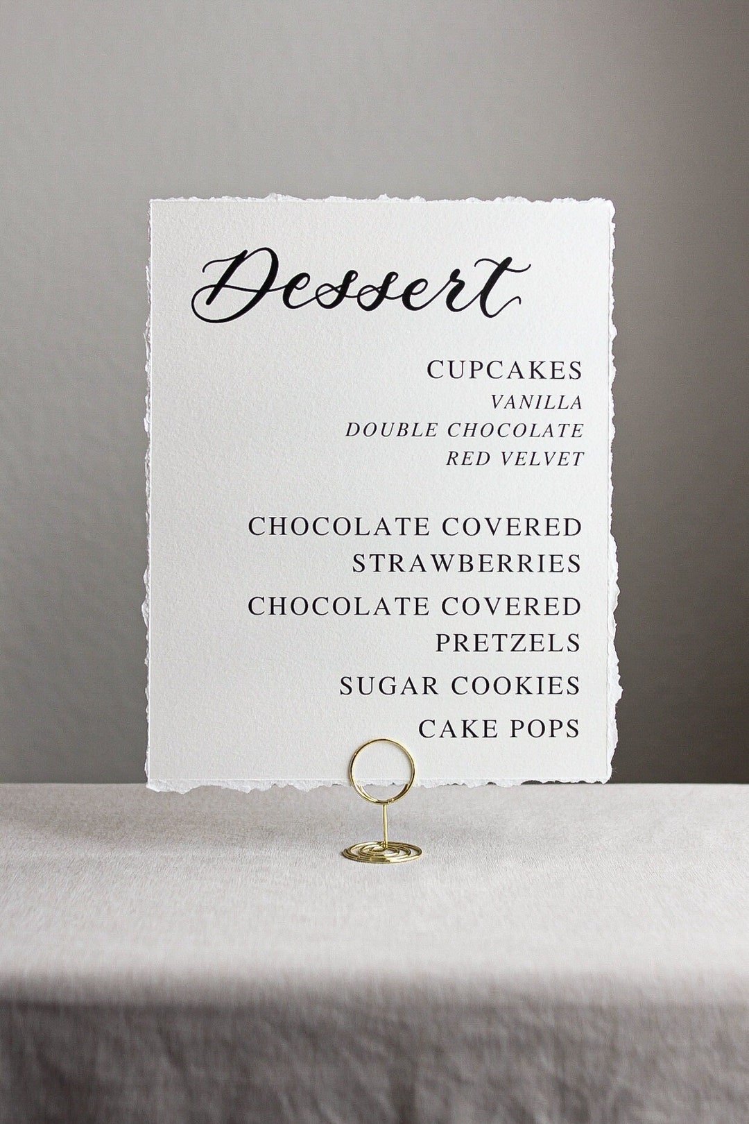 Wedding Dessert Menu Sign, Deckled Edge Dessert Bar Wedding Sign ...