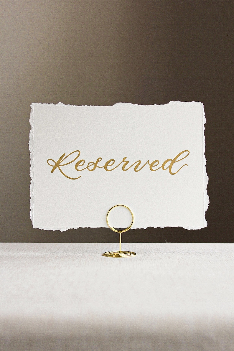 Deckled Edge Reserved Table Sign for Wedding Reception | Elegant Table ...
