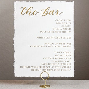 Custom Bar Menu Wedding, Deckled Edge Bar Sign, Wedding Bar Signage ...
