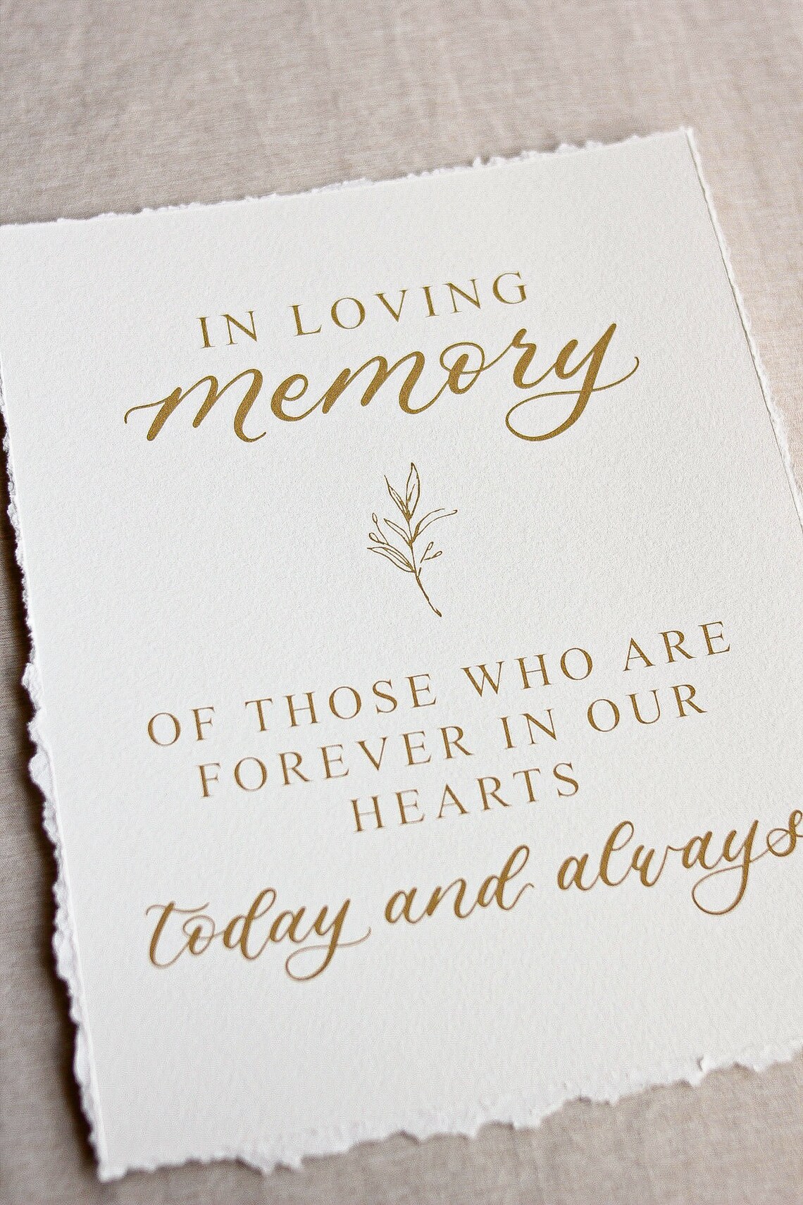 Deckled Edge Memory Table Wedding Sign, in Loving Memory Wedding Sign ...