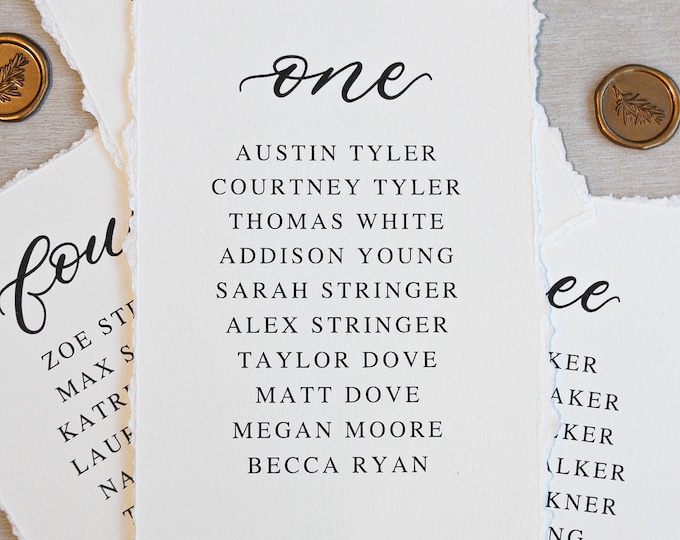 Deckled Edge Seating Chart, Mirror Seating Chart Cards, Wedding Seating ...