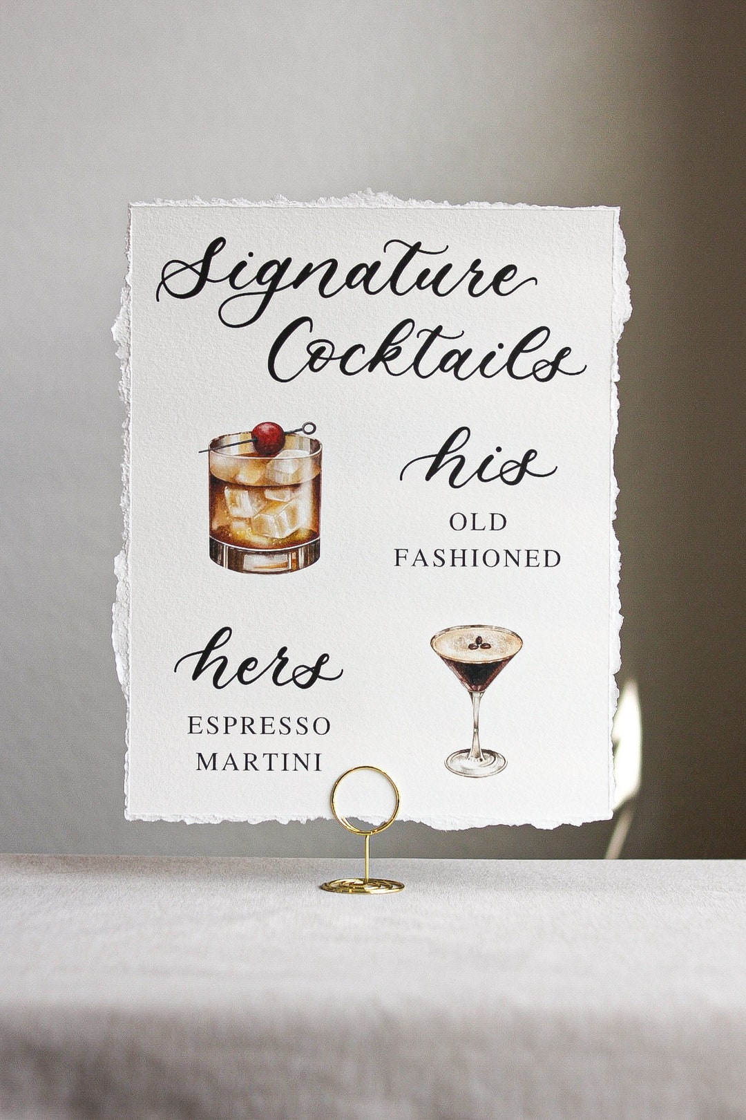 Specialty Cocktails Sign, Deckled Edge Custom Signature Drink Sign ...