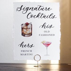 Specialty Cocktails Sign, Deckled Edge Custom Signature Drink Sign ...