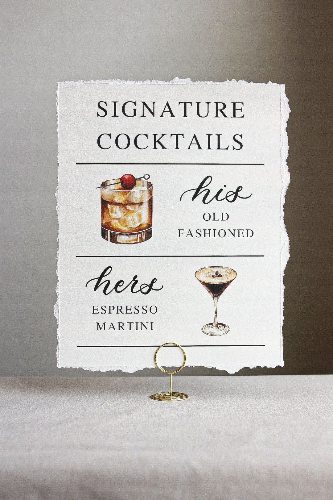 Specialty Cocktails Sign, Deckled Edge Custom Signature Drink Sign ...