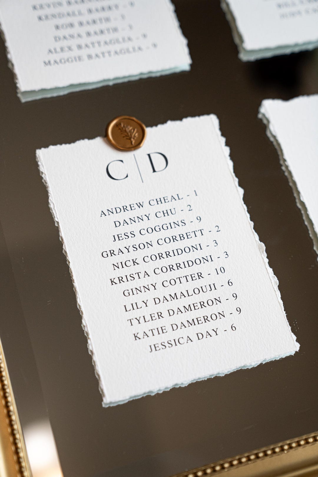 Deckled Edge Seating Chart, Mirror Seating Chart Wedding, 5x7 Seating ...
