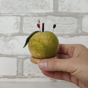 Felted Pin Cushion Yellow Green Apple, Handmade Wool Pincushion Fruit ...