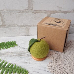Felted Wool Pincushion, Green Little Apple Handmade Pin Cushion, Apple ...