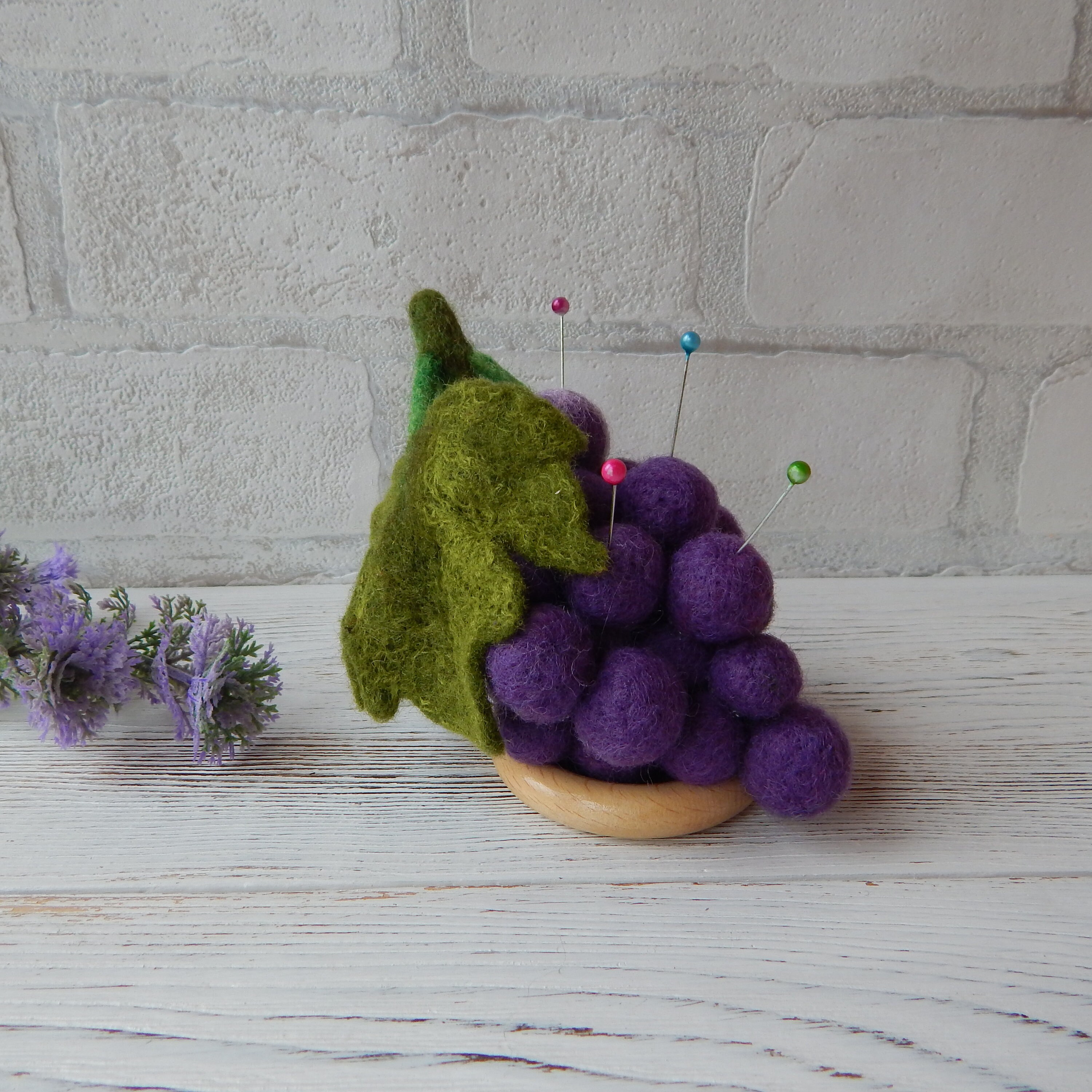 Felted Wool Pin Cushion Bunch of Grape Felt Handmade | Etsy