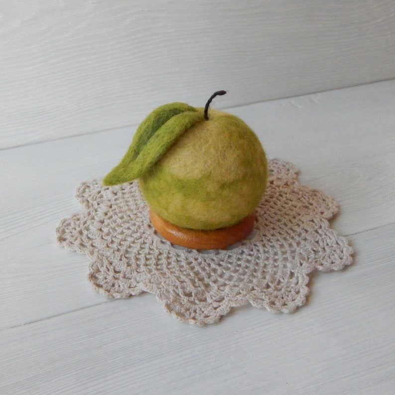 Felted Pin Cushion Yellow Green Apple Handmade Wool - Etsy