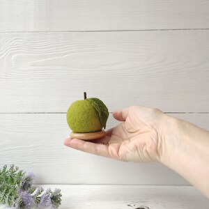 Felted Wool Pincushion, Green Little Apple Handmade Pin Cushion, Apple ...