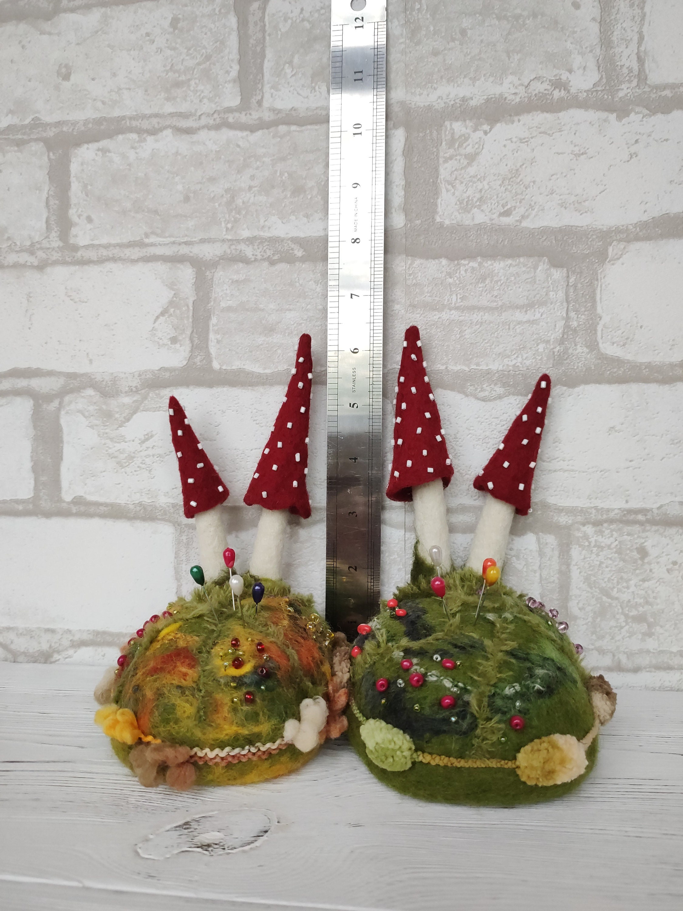 Felt Wool Handmade Pin Cushion Scene With Mushrooms Felted - Etsy