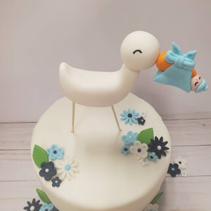 Baby Stork, Stork Cake Topper, Baby Shower Stork Cake Topper, Fondant ...
