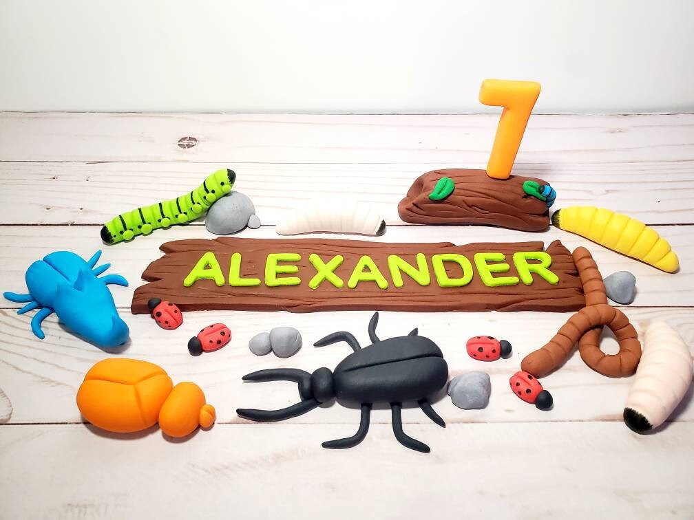 Bug cake toppers creepy crawly cake bugs fondant bugs bug | Etsy