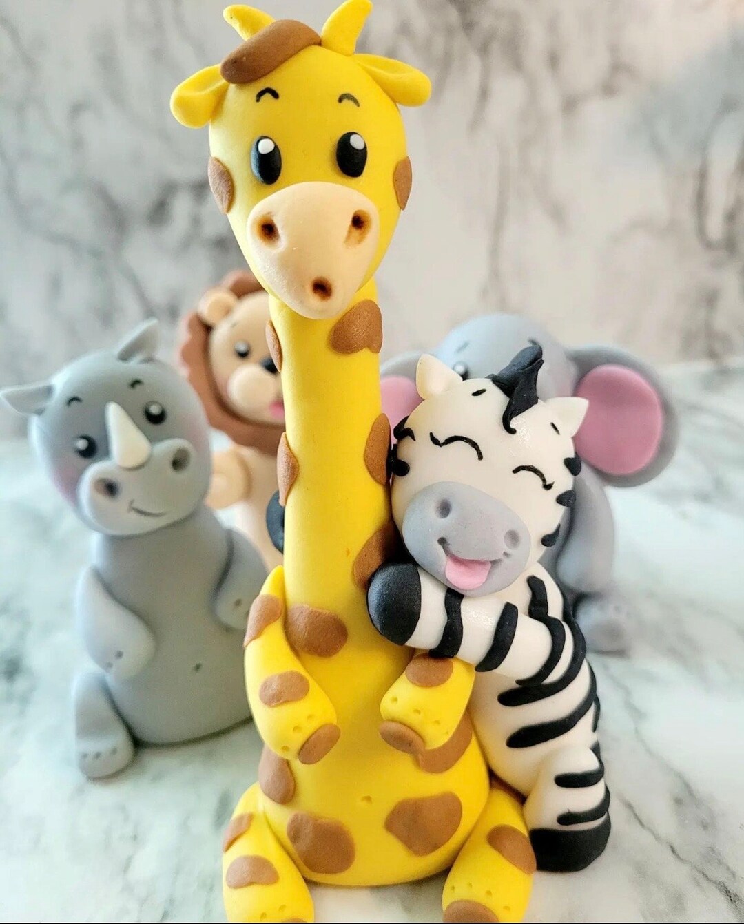 Safari Animal Cake Toppers, Safari Cake Toppers, Fondant Giraffe Cake ...