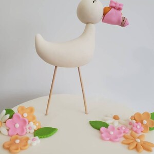 Baby Stork, Stork Cake Topper, Baby Shower Stork Cake Topper, Fondant ...